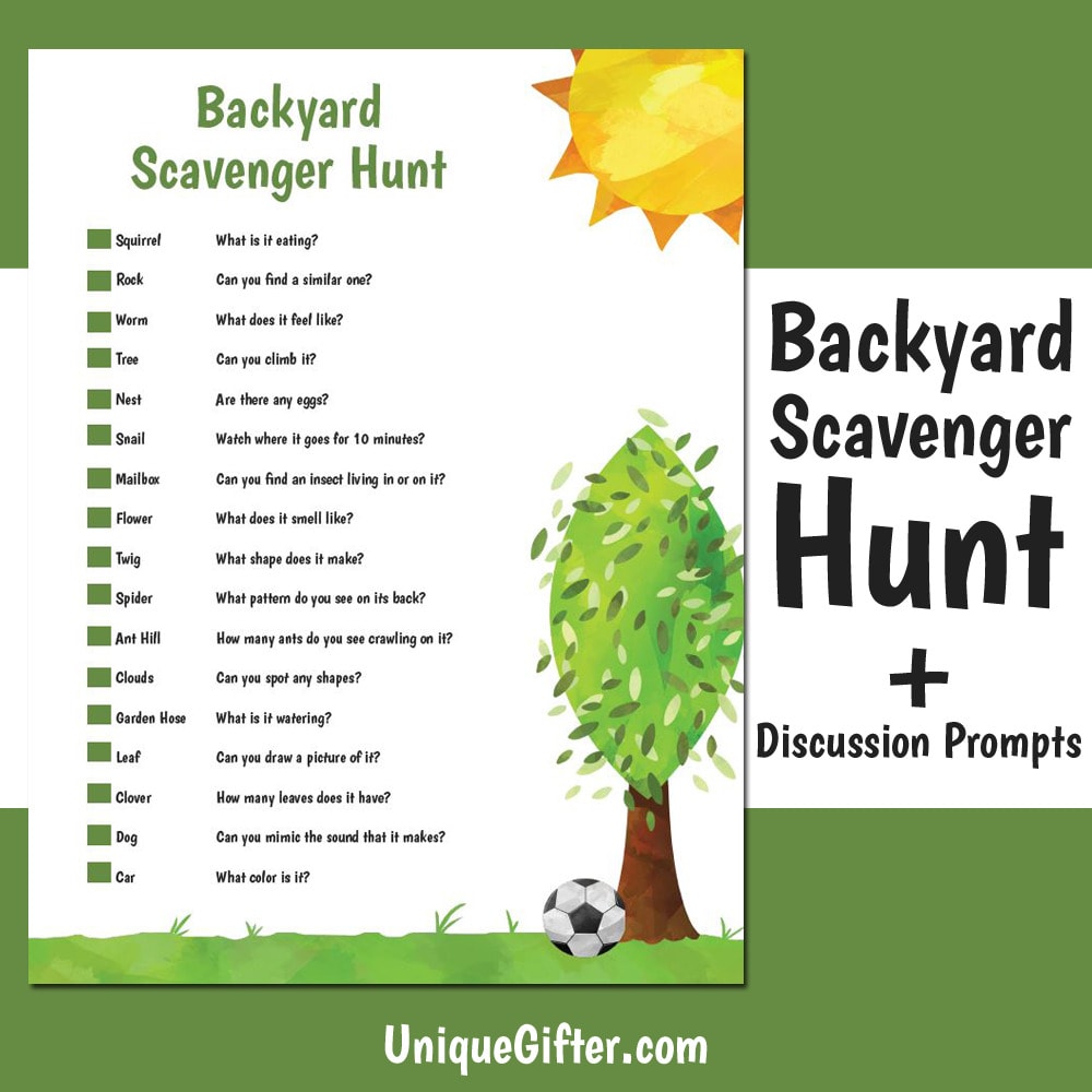 FREE Printable Scavenger Hunt For The Backyard | Unique Gifter