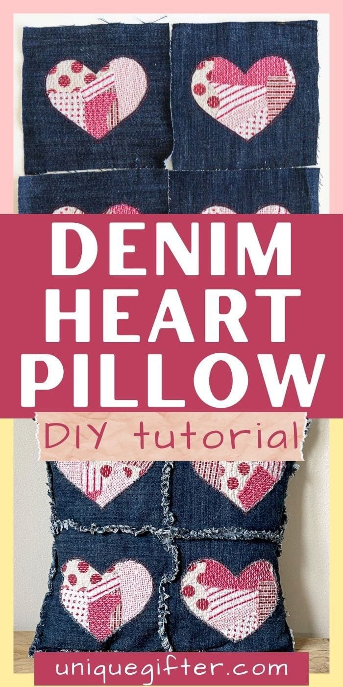 Denim Heart Pillow DIY Tutorial - Unique Gifter